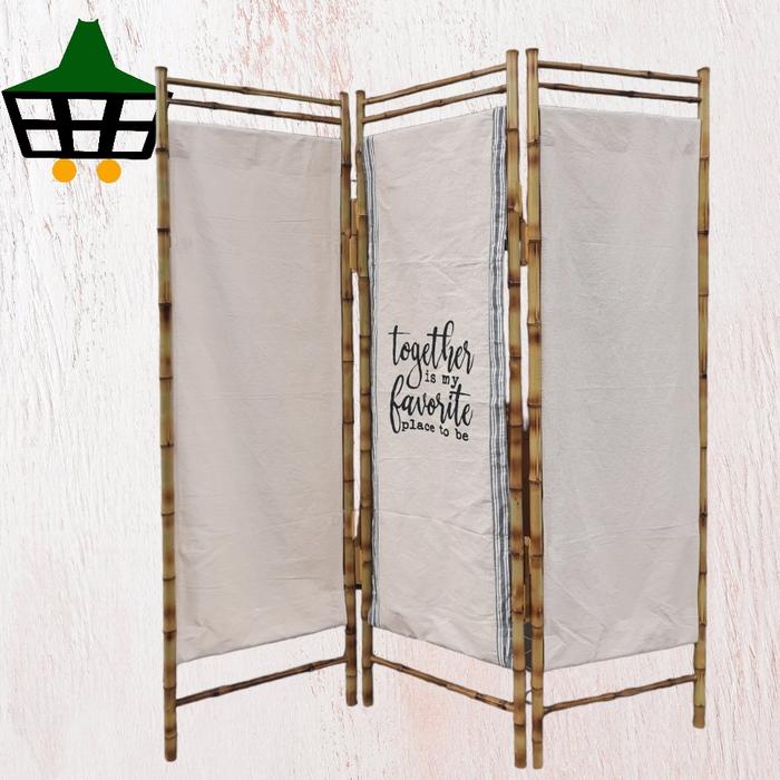 Jual Partisi Ruangan/Penyekat Ruangan Minimalis Bambu Kombinasi Kain 1H ...