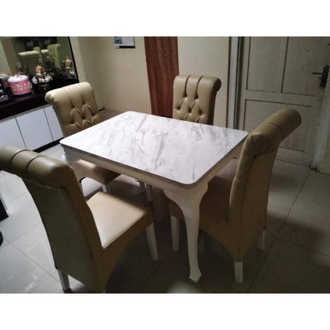 Jual MEJA 4 KURSI MAKAN MEJA 120 HPL MARMER KURSI MINIMALIS MODERN ...