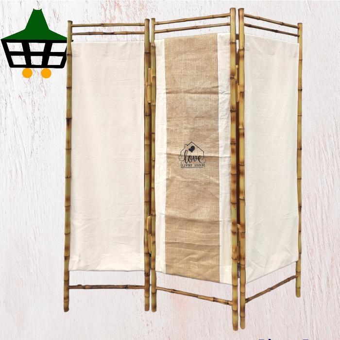 Jual Partisi Ruangan/Penyekat Ruangan Minimalis Bambu Kombinasi Kain 1D ...