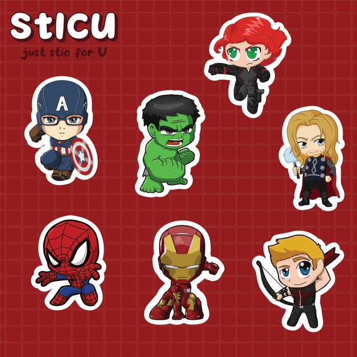 Jual CUTE AVENGERS STICKER PACK V1 - STIKER HELM CASE HP LAPTOP TUMBLER ...