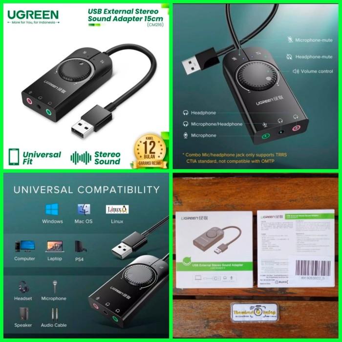 Jual Ugreen 40964 External USB Soundcard Sound Card Mic Audio Splitter ...