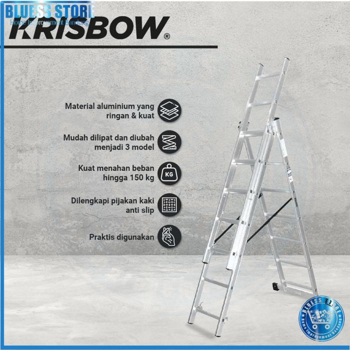 Jual Krisbow Tangga Lipat Aluminium Kombinasi 7 Step Ladder Step ...