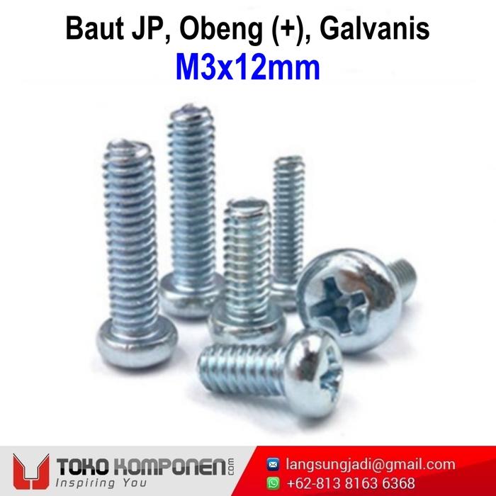 Jual Baut JP M3x12 Pan Head Bolt Obeng Plus Putih Galvanis M3 x 12mm - Kab. Bogor - Langsung ...
