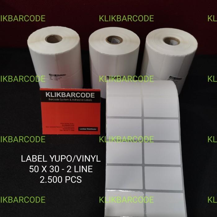 Jual Label Sticker Barcode Yupo 50 X 30 MM CORE 1" 2 Line gap 3mm 2500 ...