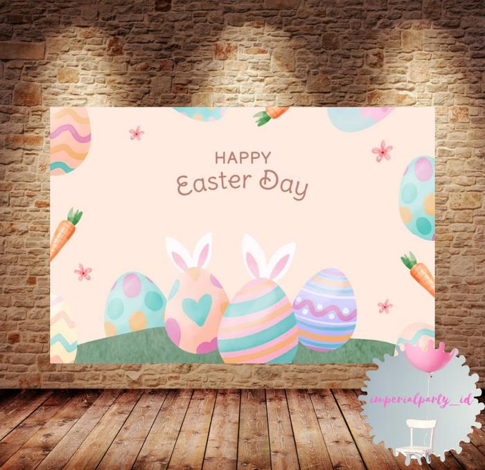 Jual Custom Backdrop Banner Spanduk Happy Easter Paskah Rabbit Egg - 9 ...