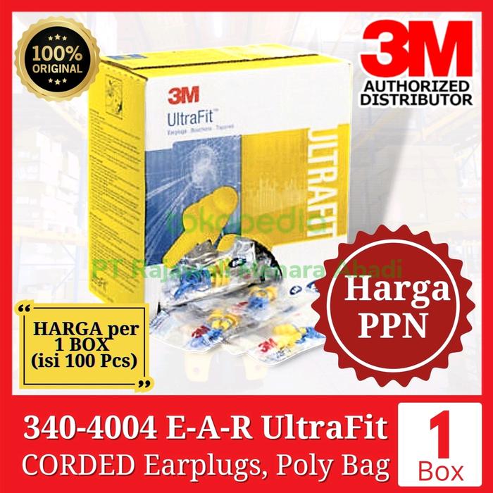Jual 3M E-A-R UltraFit Earplugs 340-4004 Corded (Harga 1 Box isi 100 ...