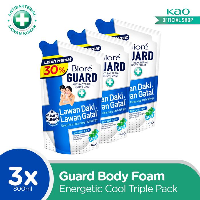Jual Biore Guard Energetic Cool 800ml Pouch Triplepack - Sabun Mandi Cair - - KAO Official Store ...