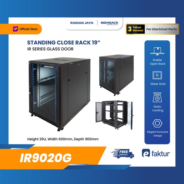 Promo INDORACK IR9020G - Standing Close Rack 20U Glass Door Cicil 0% 3x ...