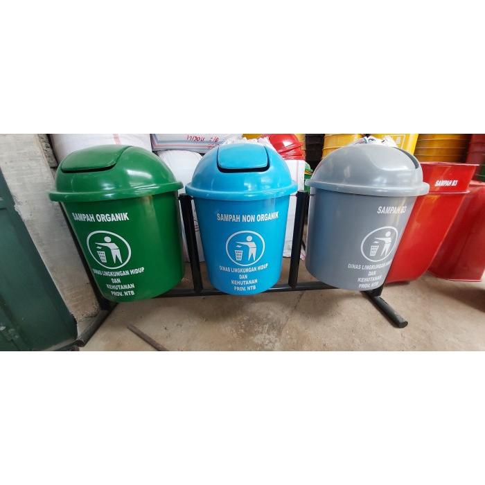 Jual tong sampah 3 pilah kapasitas 50 liter/ tempat sampah outdoor ...