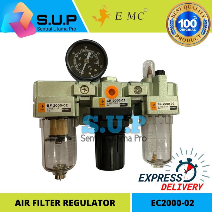 Jual AIR UNIT FILTER REGULATOR LUBRIKATOR EC2000-02 / EMC PNEUMATIC ...