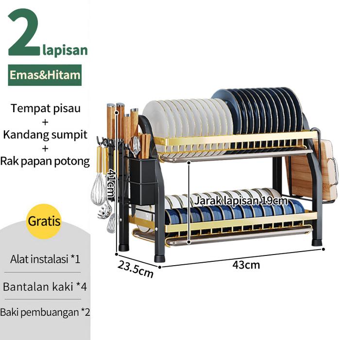 Jual Rak piring stainless dapur rak cuci piring rak penyimpanan piring ...