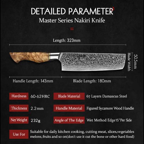 Promo HEZHEN B30 Damascus Steel Figured Sycamore Wood Handle - Pisau ...