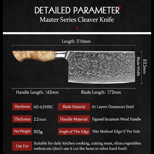 Promo HEZHEN B30 Damascus Steel Figured Sycamore Wood Handle - Pisau ...