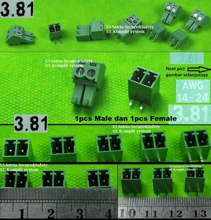 Jual Terminal pluggable 2P plug 3.81mm 2 P 2pin 3.81 mm 3,81 Konektor ...
