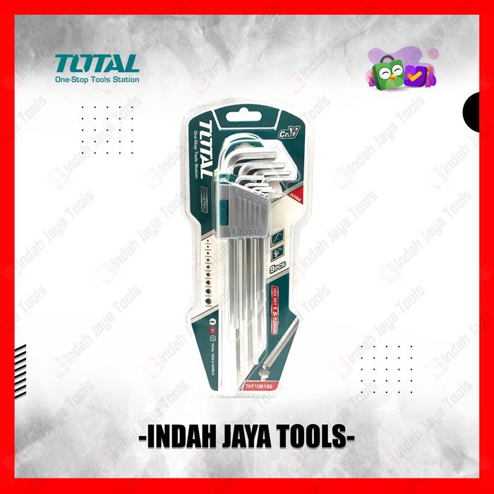 Jual TOTAL THT106192 Kunci L Set 9 Pcs Extra Long PANJANG - Hex Key Cr ...