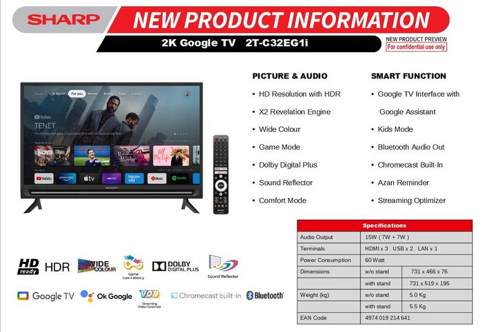 Jual TV LED SHARP 32 Inch 2T-C32EG1i 32EG1i SMART GOOGLE TV HD (BATAM) - Kota Batam - gmp88 ...