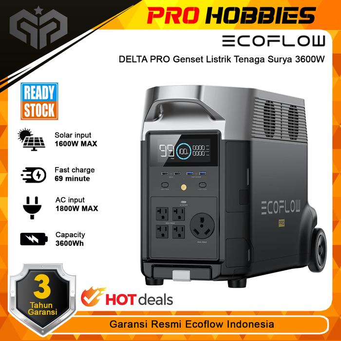 Jual ECOFLOW DELTA PRO Power Station Genset Listrik Tenaga Surya 3600W ...