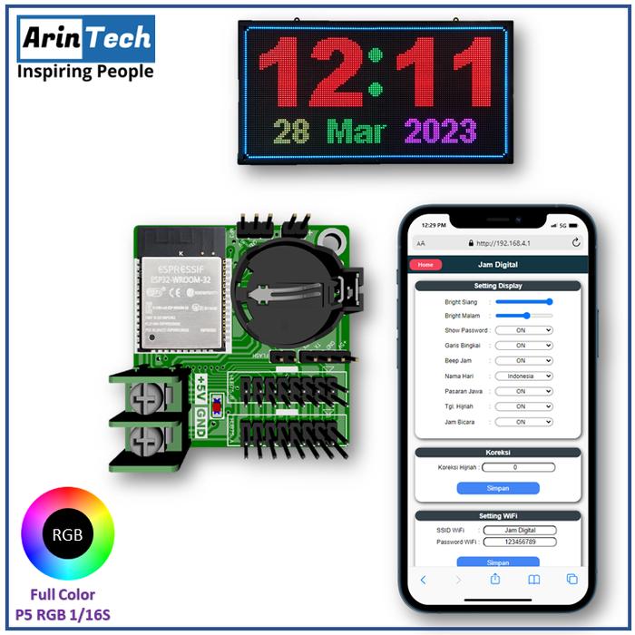 Jual Kontroller Jam Digital Full Color P5 RGB 2x2 WiFi - Kab. Lampung ...