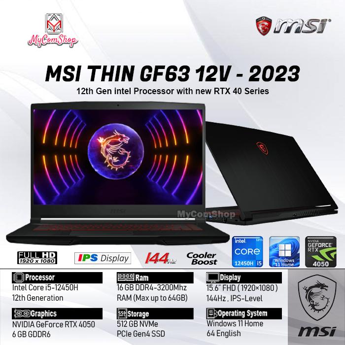Jual MSI THIN GF63 12V i5-12450H 16GB RAM 512GB SSD RTX 4050 6GB 15,6" FHD - Jakarta Utara ...