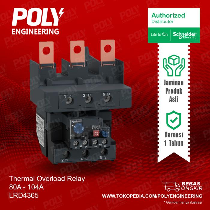 Promo OVERLOAD 80 … 104A FOR CONTACTOR LC1D115 … D150 SCHNEIDER LRD4365 ...