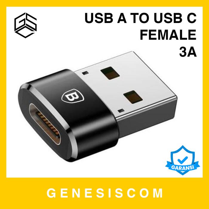 Jual Converter USB A to Type C Female OTG Adapter BASEUS 3A Connector ...