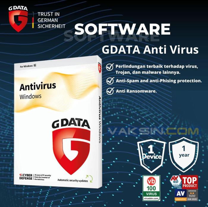 Jual ANTIVIRUS - GDATA ANTIVIRUS 1 PC 1 TAHUN [Original Vaksincom] - Jakarta Pusat - Vaksincom ...