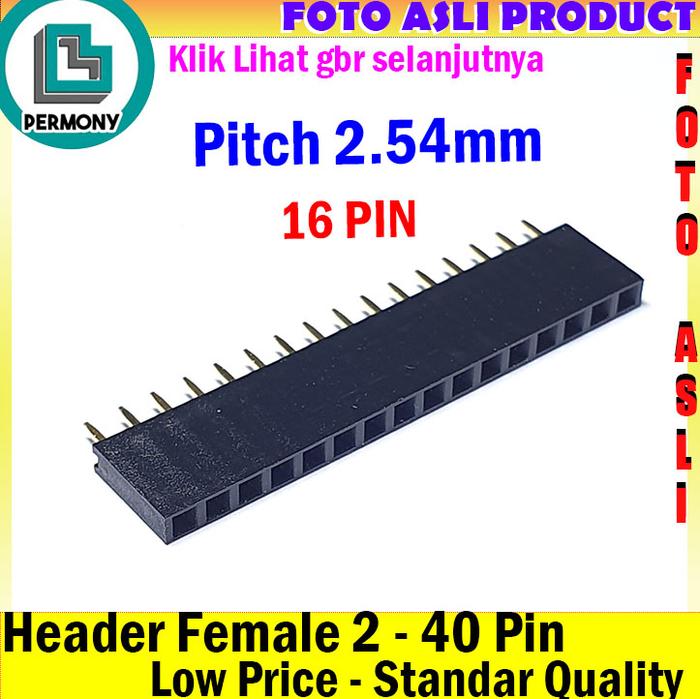 Jual pin header female 1x2 1x3 1x4 1x5 1x6 1x7 1x8 - 40 pin pitch 2 ...