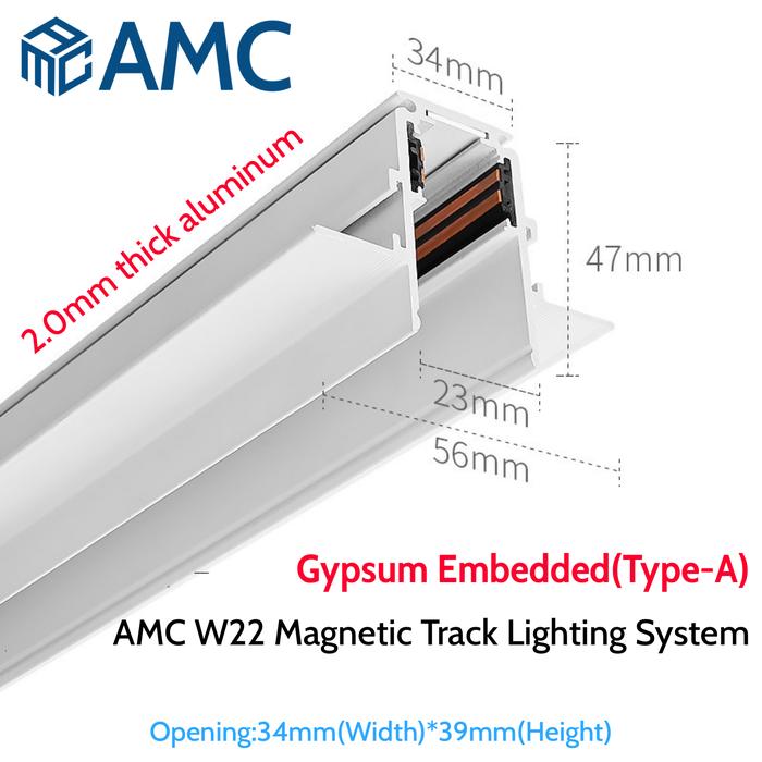 Jual AMC W22 Rail 1.5 Meter Magnetic Track Light System Inbow Outbow ...