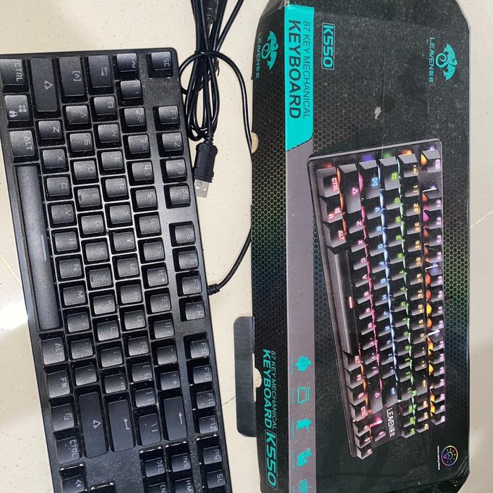 Jual leaven keyboard gaming mechanical RGB K550 TKL key blue switch 87 ...