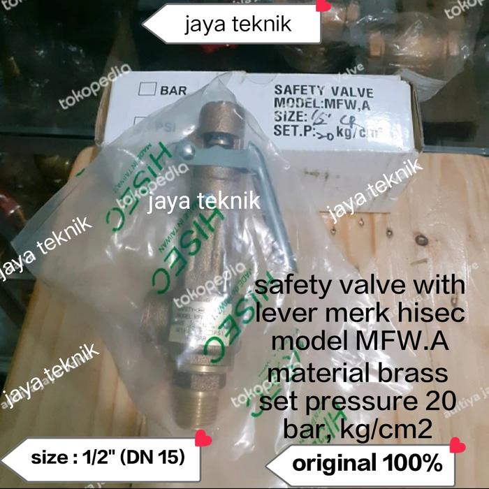 Jual hisec safety valve with lever 1/2 inch set pressure 20 kg/cm2 ...