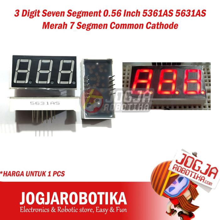 Jual 3 Digit Seven Segment 0.56 Inch 5361AS Merah 7 Segmen Common ...