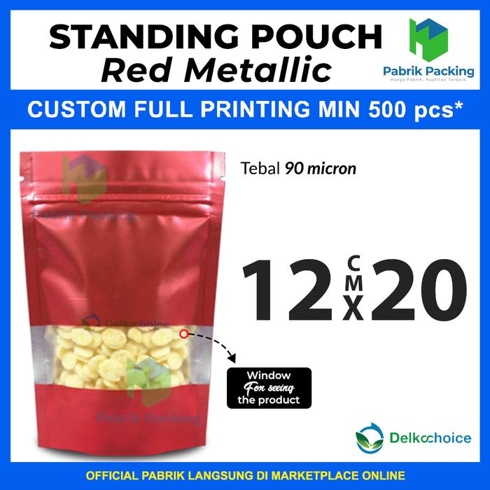 Jual STANDING POUCH COLOUR WINDOW ZIPLOCK RED METALLIC SIZE 12x20CM ...