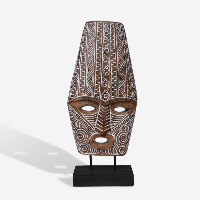 Jual Buton Mask Sculpture Brown White Pacific Island Art Tribal Ethnic ...