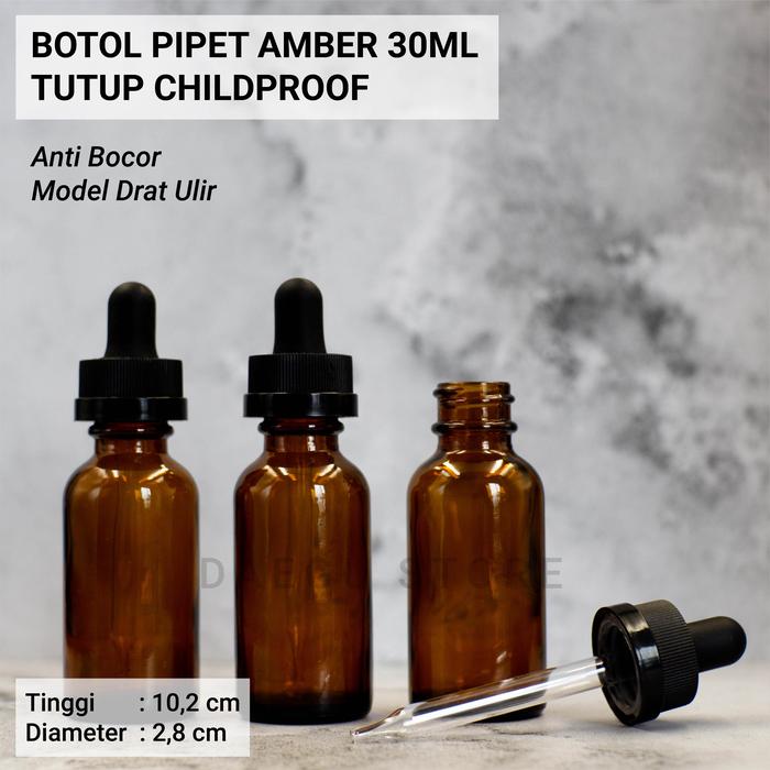 Jual Botol Pipet 30ml Kaca Amber Coklat Tebal - Childproof Tetes Serum ...