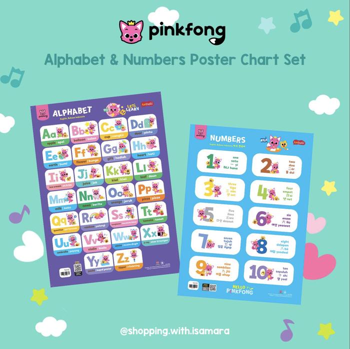 Jual Pinkfong Alphabet and Numbers Poster Chart Set / Poster Dinding ...