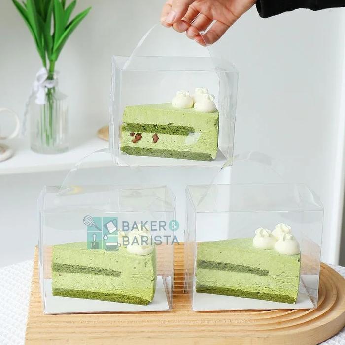 Jual Mika Slice cake with handle kotak kue mika tenteng box kue potong ...