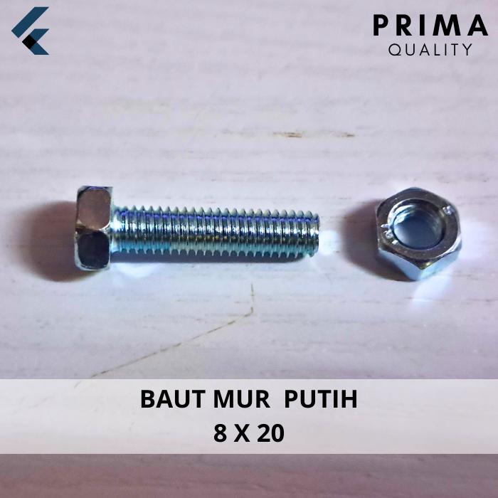 Jual Baut mur putih M8x20 / BMP 8x20 hexagon /Baut mur Hex 8 x 20 putih K13 - Jakarta Barat ...