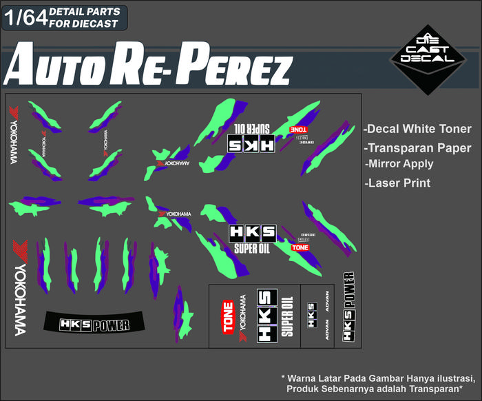 Jual [WHITE TONER] DECAL HOTWHEELS WHITE TONER - LIVERY HKS - Kab ...