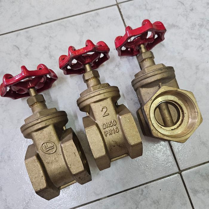 Jual Brass Gate Valve 2" DN50 PN16 Stop Kran Kuningan ORIGINAL 2inch ...