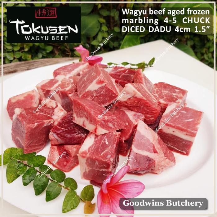 Promo Wagyu beef Tokusen CHUCK marbling4-5 aged Steak & Saikoro cuts ...