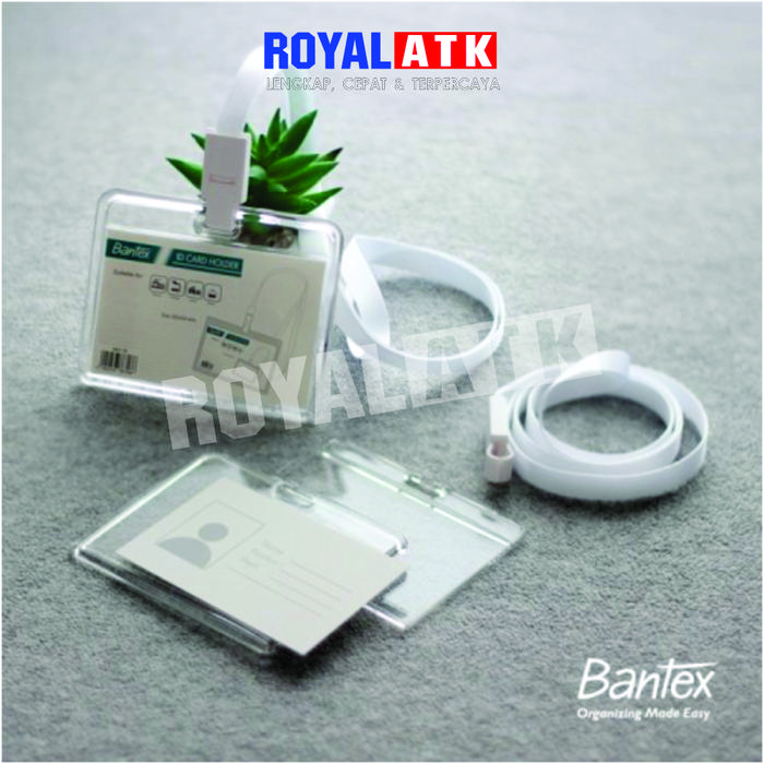 Promo Bantex ID Card Transparan Tali Lanyard Landscape Name tag Holder ...