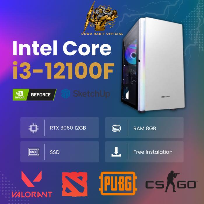Jual PC Gaming 12th Gen | i3-12100F | RTX 3060 | SSD | Alder Lake ...