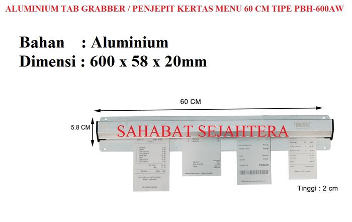 Jual Aluminium Tab Grabber / Penjepit Kertas Menu 60 cm TIPE PBH-600AW - Jakarta Timur - chitra ...
