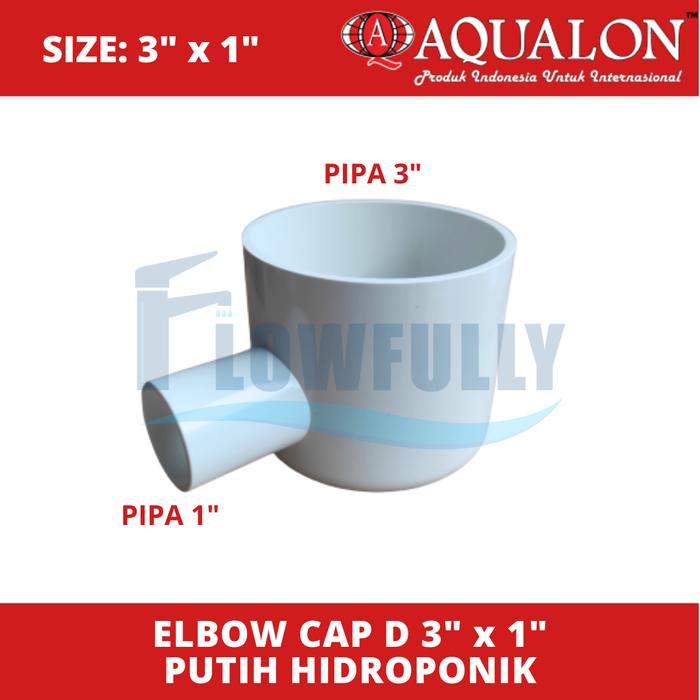 Jual ELBOW CAP D 3 X 1 INCH PVC PUTIH AQUALON HIDROPONIK KNEE DOP TUTUP ...