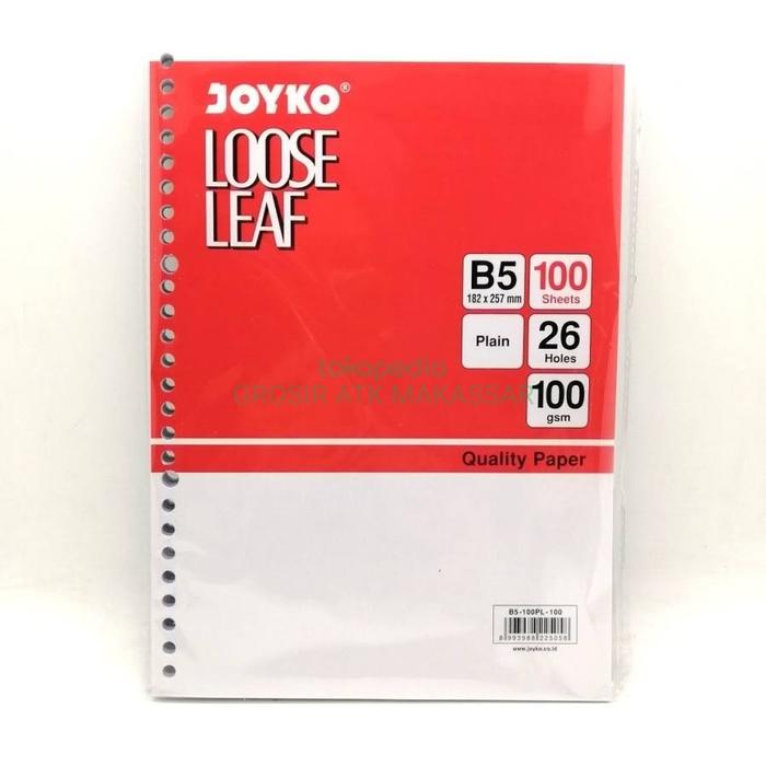 Jual [ 100 LEMBAR ] LOOSE LEAF JOYKO B5 ISI 100 POLOS / ISI BINDER B5 JOYKO - Kota Makassar ...