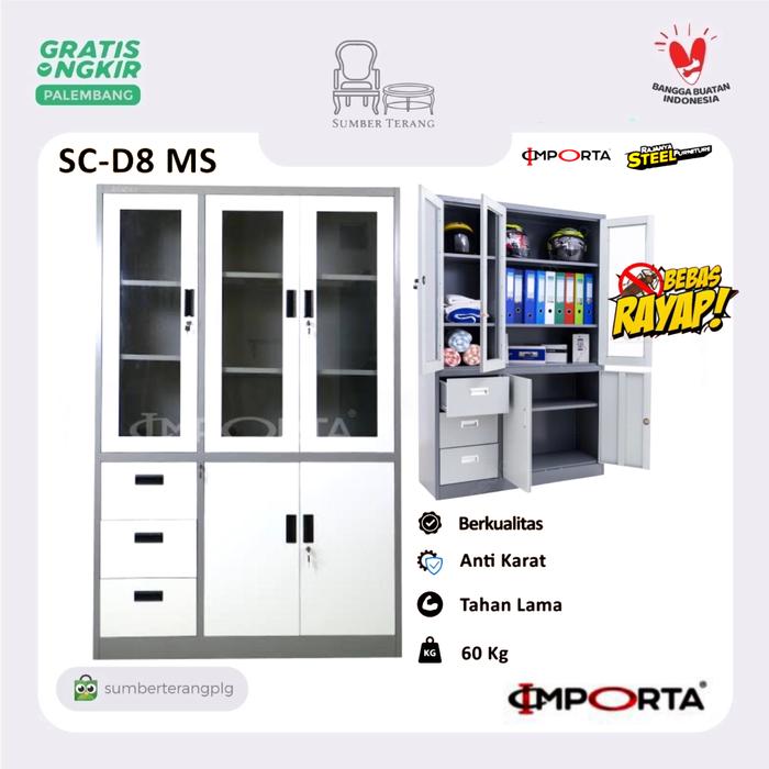 Jual IMPORTA SC D8 MS Lemari Arsip 3 pintu 3 laci Lemari File Besi Rak ...