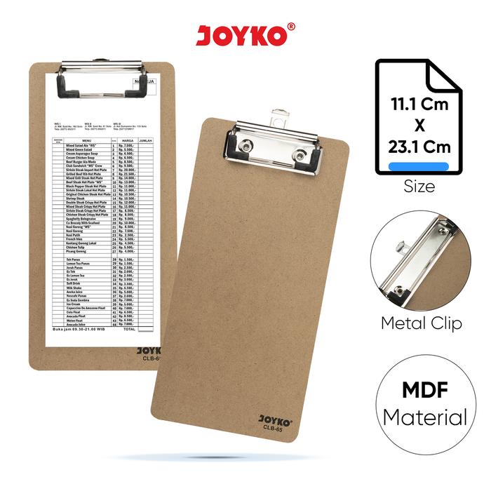 Promo Joyko Clipboard / Papan Jalan Alas Menu Kertas Ujian Joyko CLB-65 ...