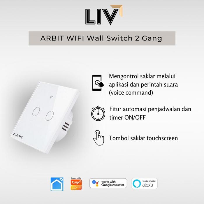 Jual ARBIT Smart Wall Switch Touch 2 Gang Saklar Sentuh Pintar IoT - Kota Makassar - LIV-Smart ...