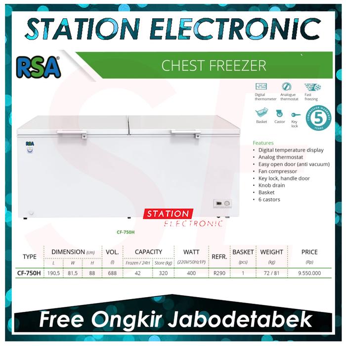 Promo Freezer Box RSA CF-750 Chest Freezer 750 Liter Putih Cicil 0% 3x ...