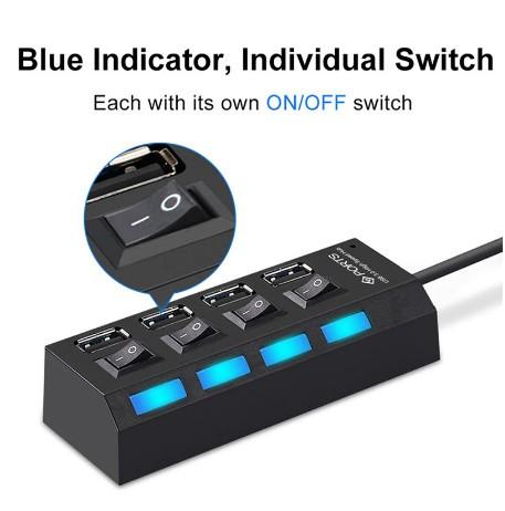 Jual USB Hub 4 Port Output Saklar Switch On Off LED 2.0 Flashdisk Extender - Kota Depok ...